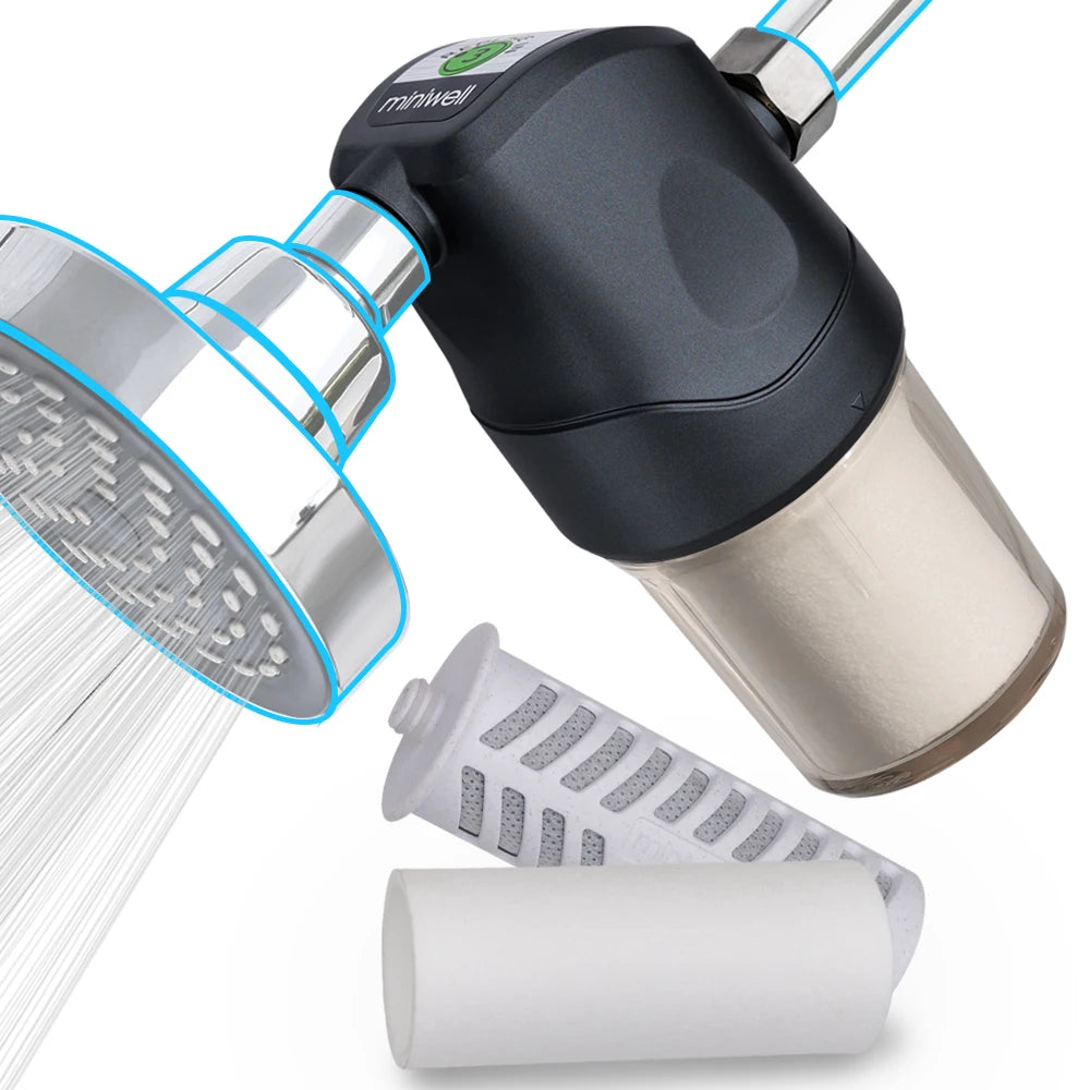 Miniwell Shower Head Filter System L700-B01 - Remove Hard Water, Chlor ...